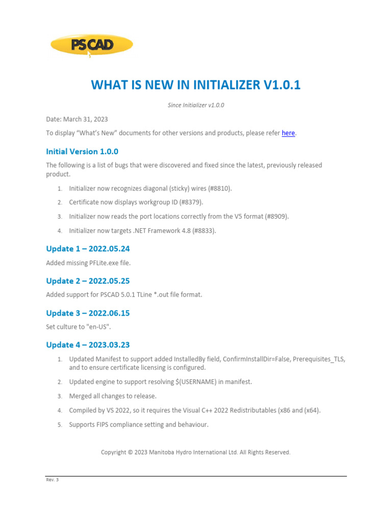 PSCAD Initializer 101 WhatsNew | PDF