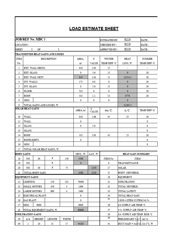 MBC HVAC Calc | PDF | Physical Quantities | Temperature