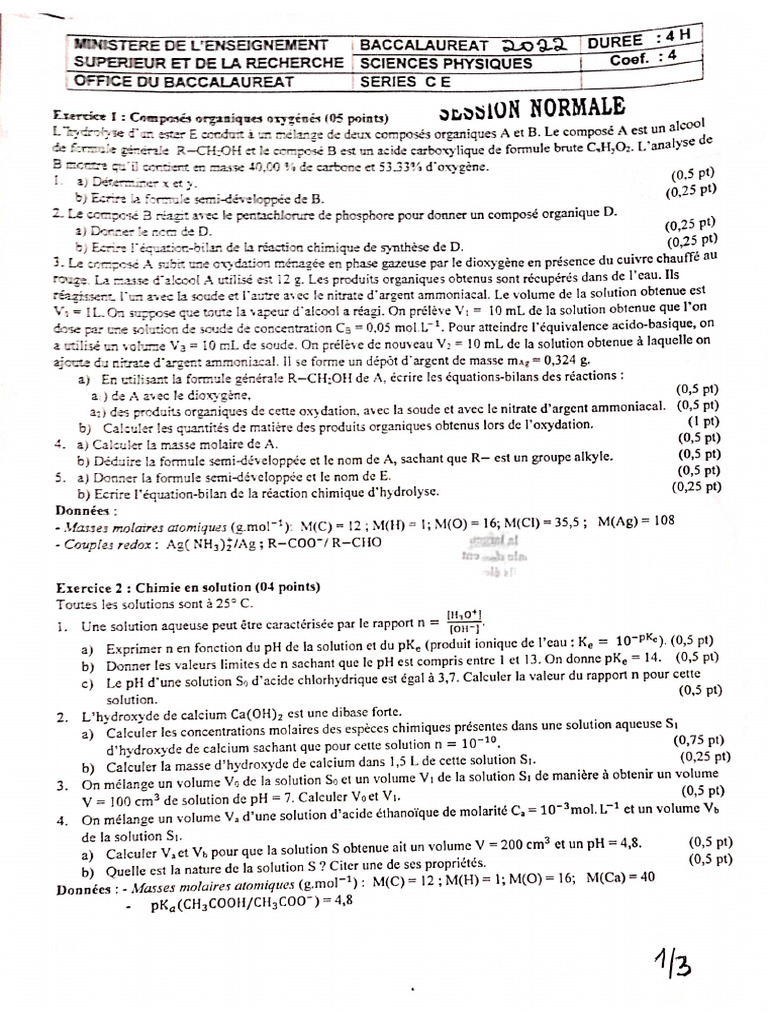 Bac C 2022 Et Corrigé | PDF