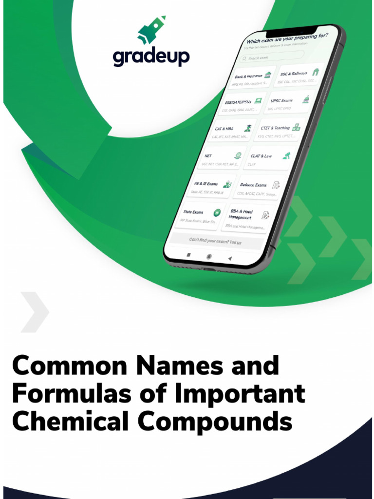 Common Names and Formulas of Important Chemical Compounds 87 | PDF ...