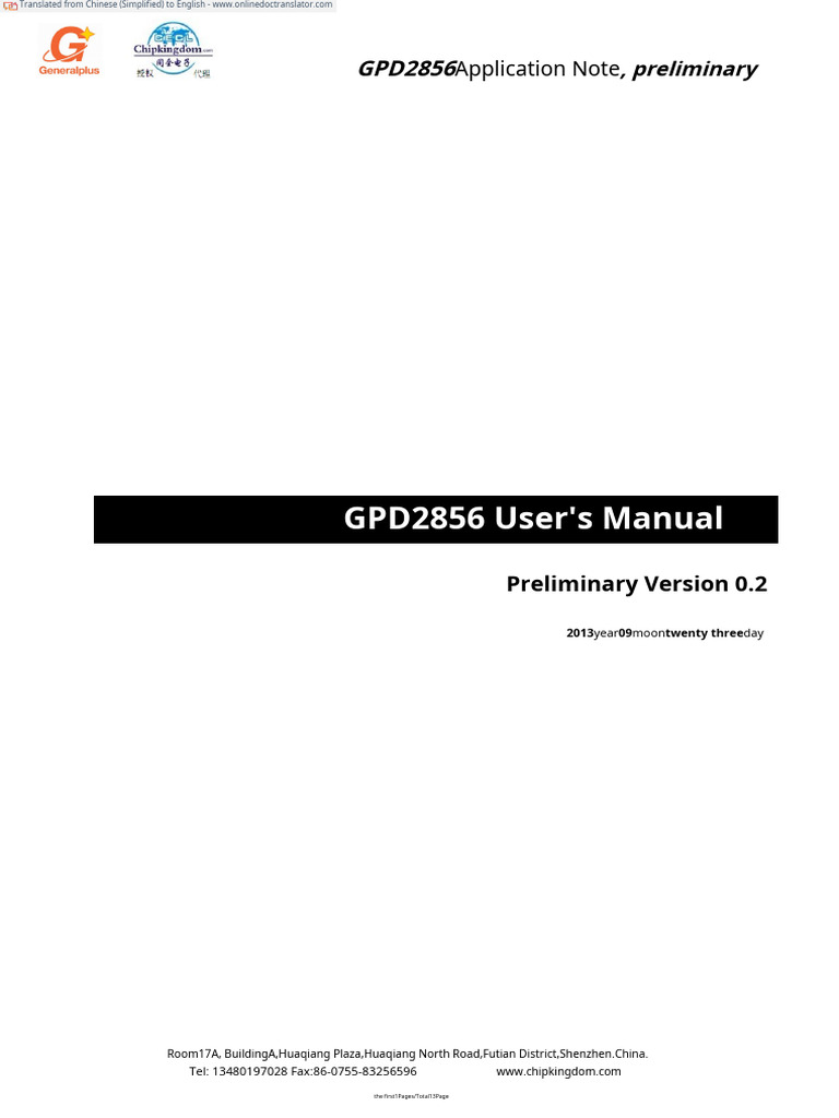 GPD2856-Generalplus ZH-CN en | PDF | Usb | Headphones