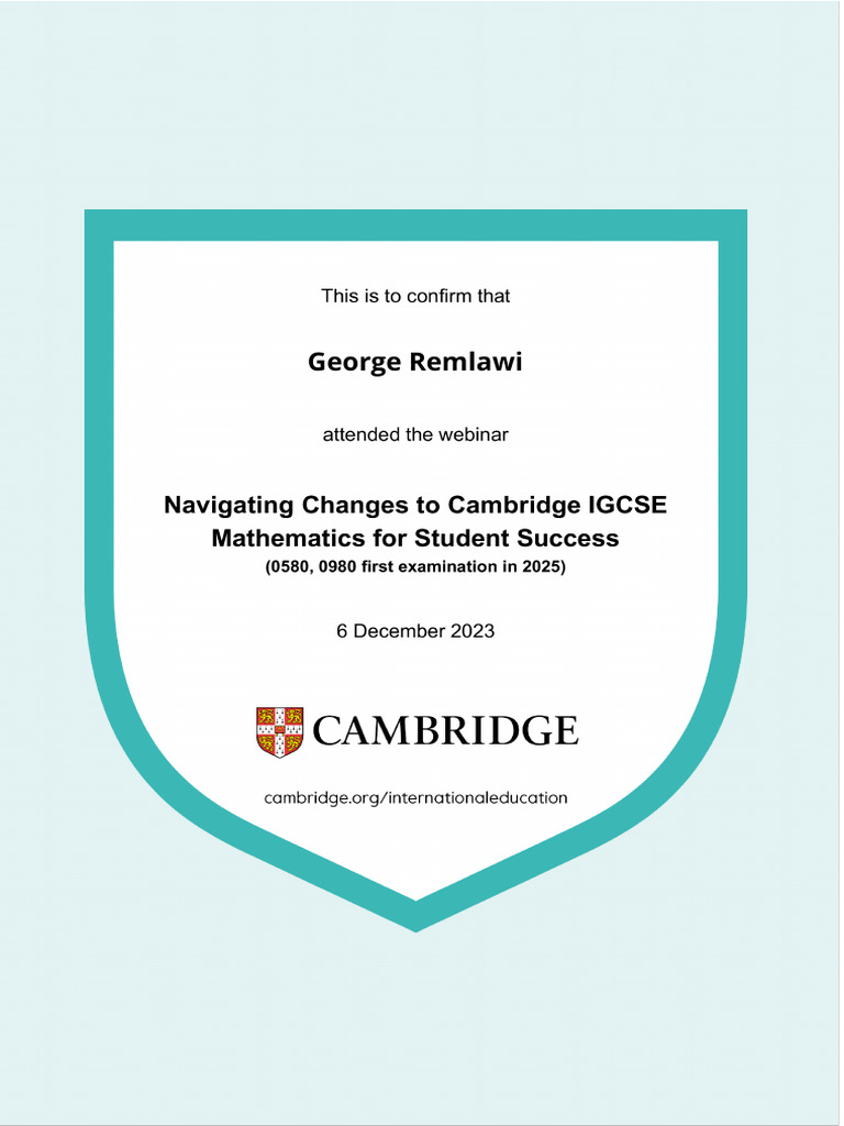 Cambridge University Press and Assessment Certificate | PDF