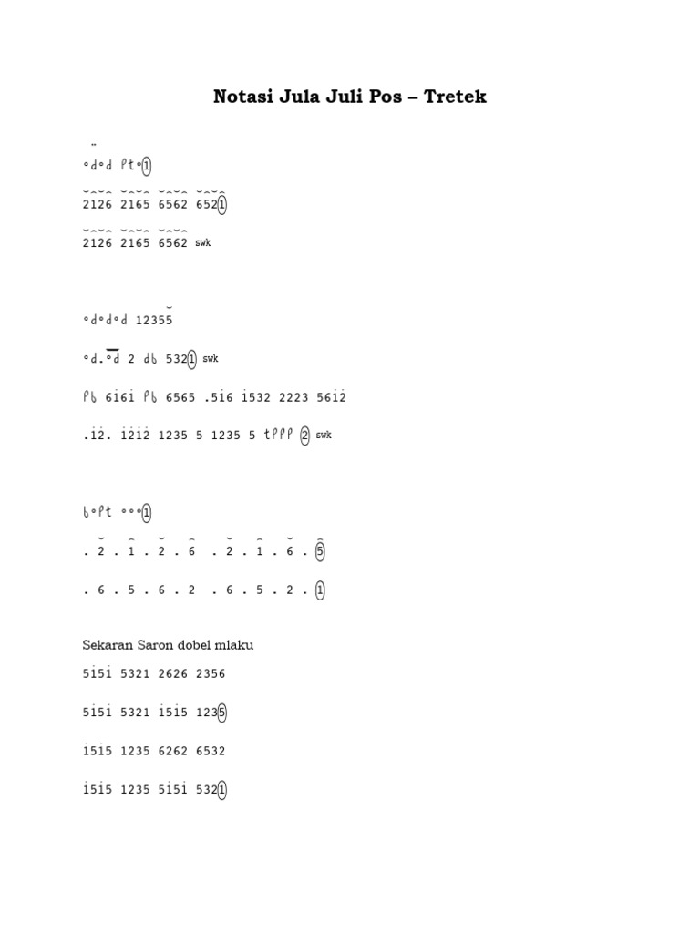 Notasi Jula Juli Pos | PDF