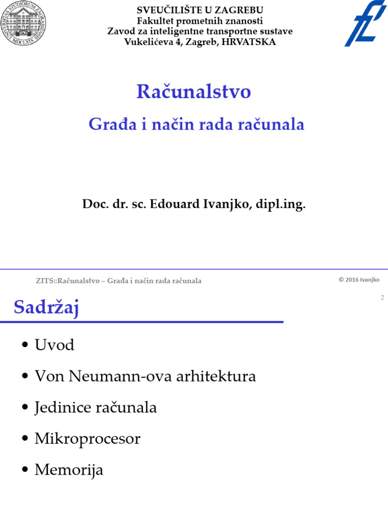TEMA_02_Predavanje 02 Grada i nacin rada racunala | PDF