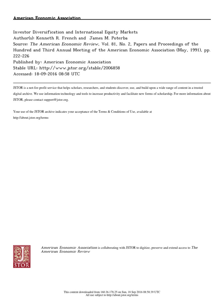 Kenneth French & James Poterba (1995) | PDF | Diversification (Finance ...
