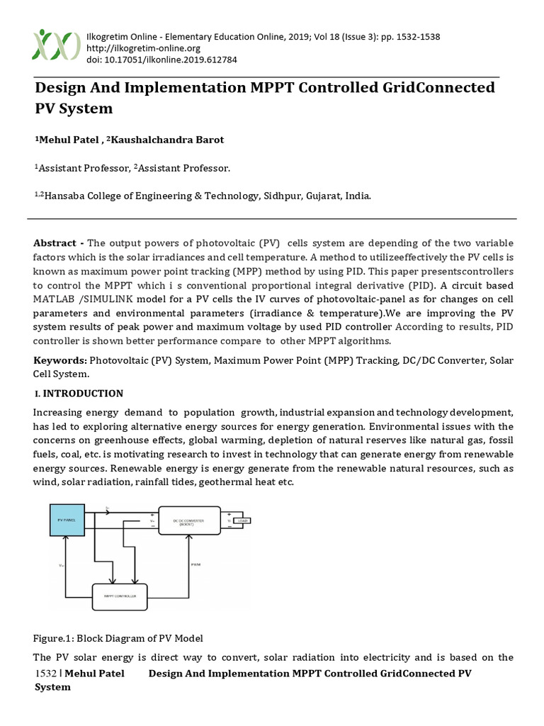 Design and Implementation MPPT Controlled Grid Connected PV System | PDF | Photovoltaics | Solar ...