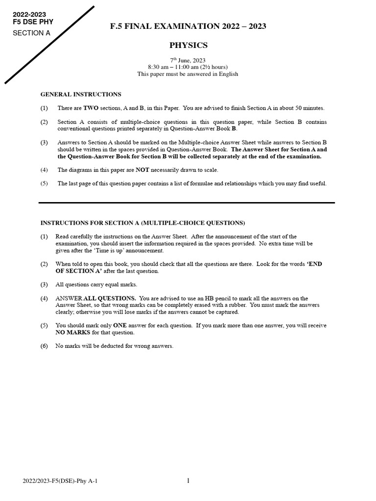 Phy 2022-2023 F5 Term 2 MC | PDF | Force | Waves