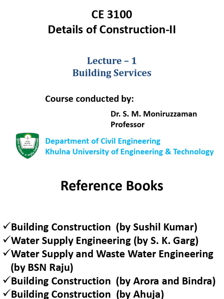 Lec-1 Building Services | PDF | Water | Building