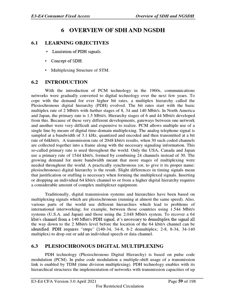 E3-E4 - Text - Chapter 6. OVERVIEW OF SDH AND NGSDH | PDF | Computer ...