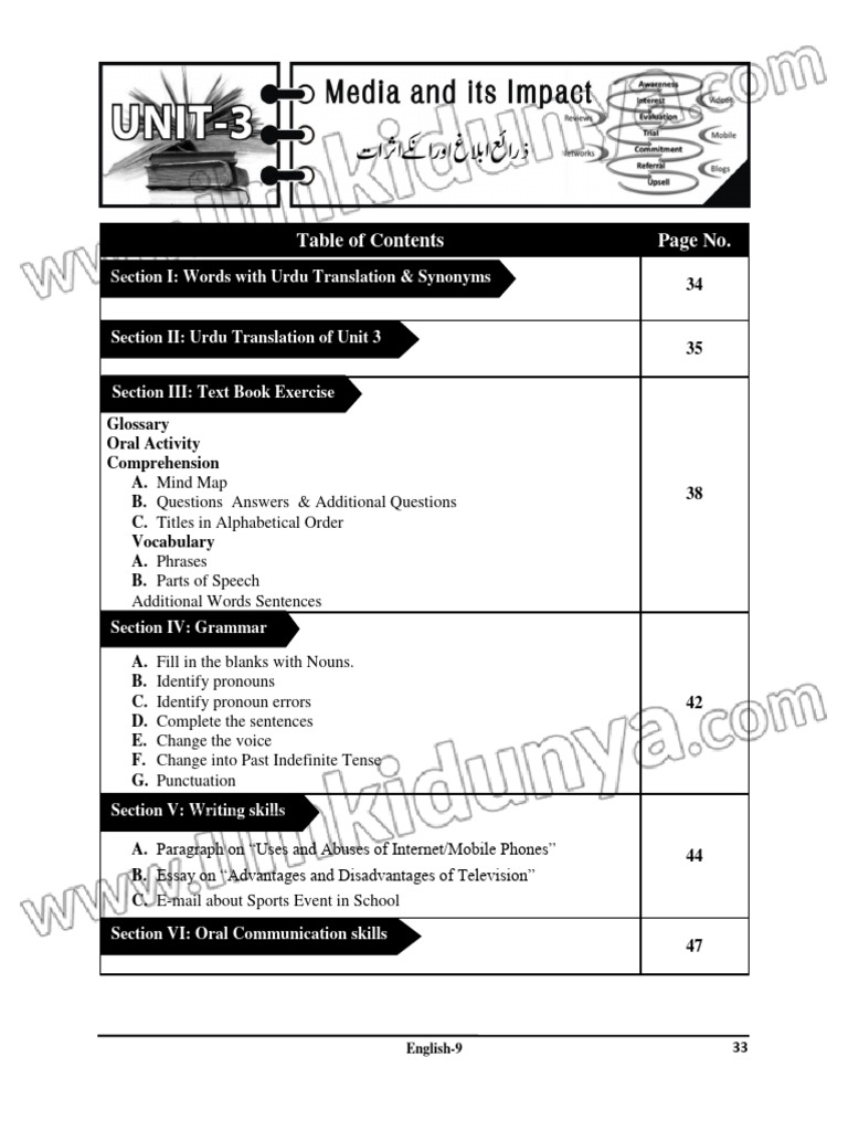 9th Class Eng Notes CH 3 | PDF | Pronoun | Mass Media