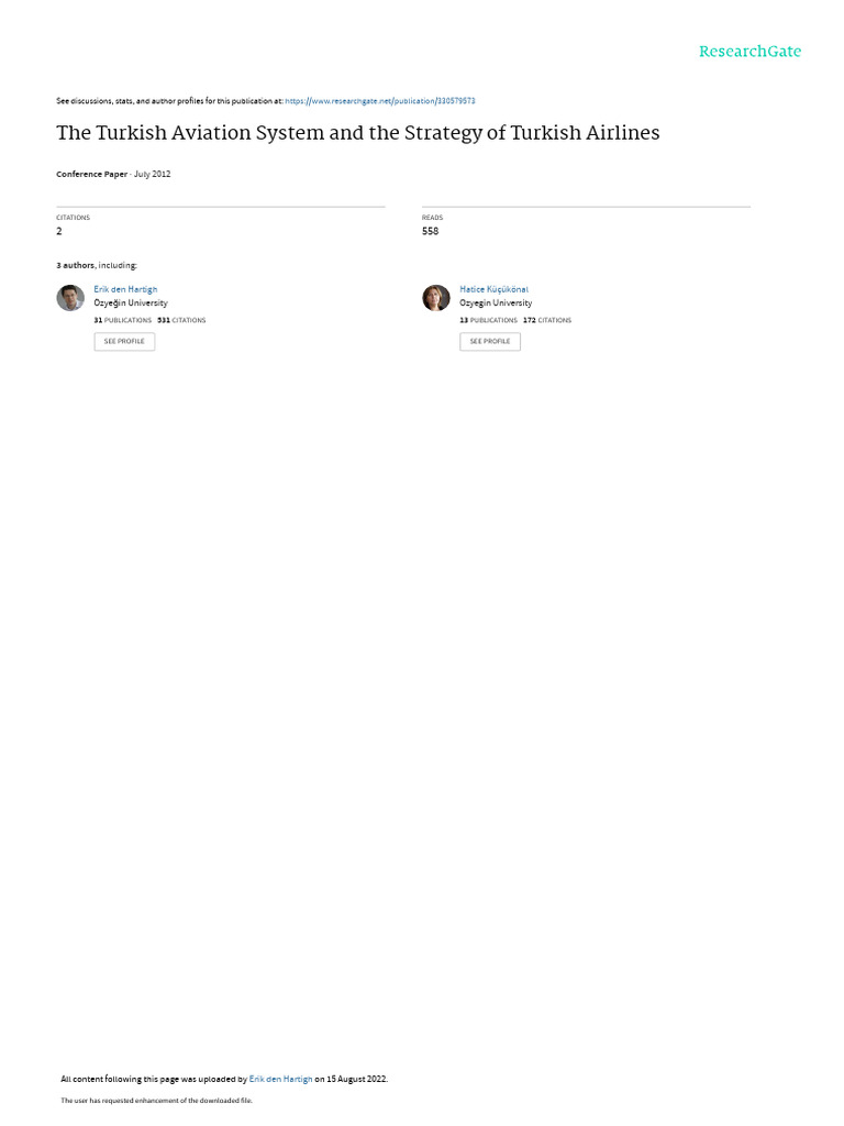 The Turkish Aviation Systemandthe Strategyof Turkish Airlines Den ...