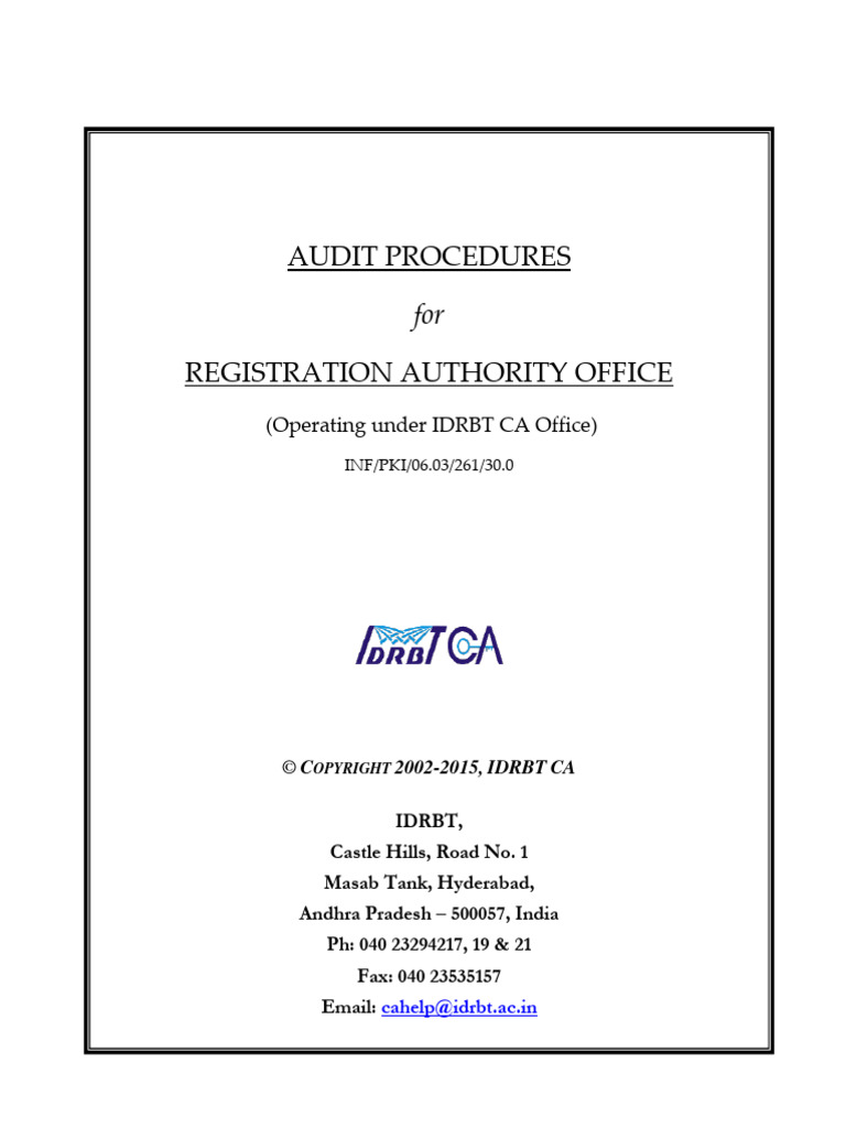 Registration Authority Audit Procedures August, 2018 | PDF | Public Key ...