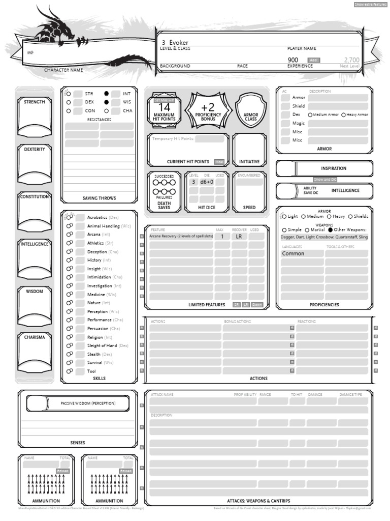 5th Ed Character Sheet Pdf Dungeons And Dragons Gary Gygax Games 
