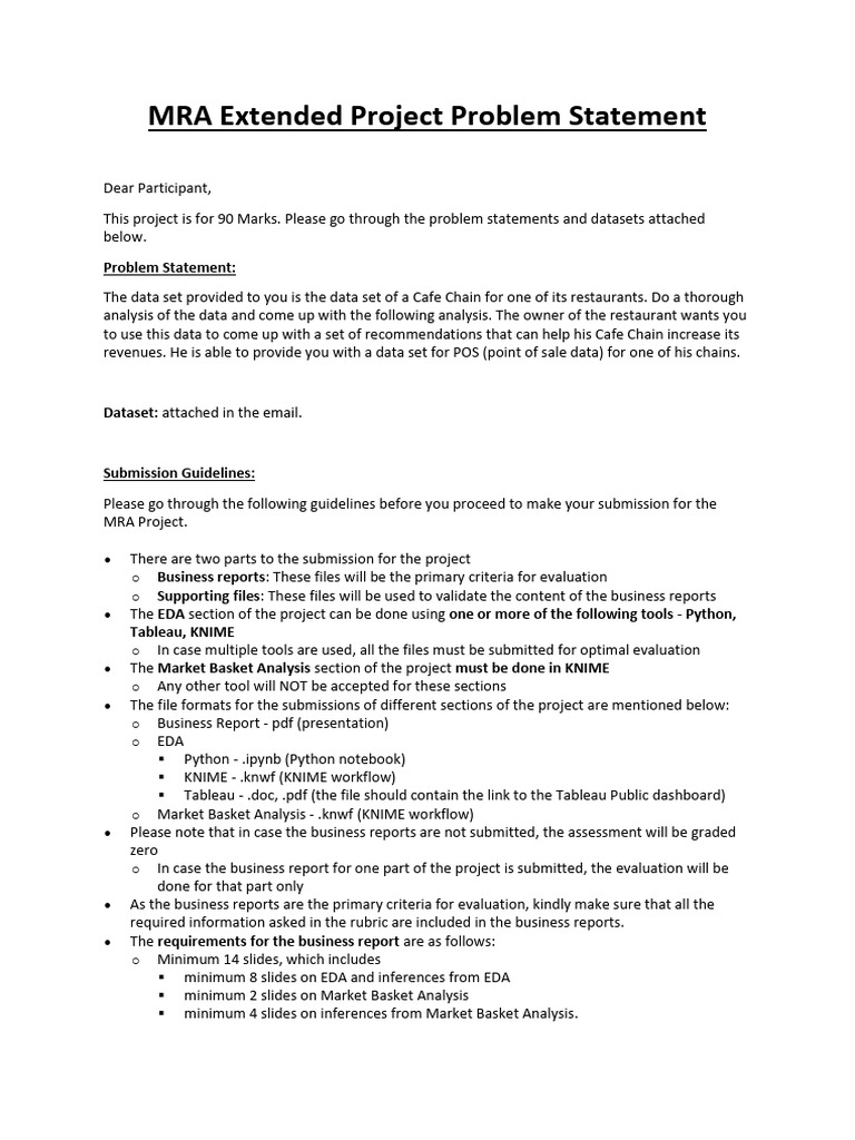 MRA Extended Project Problem Statement | PDF | Computing | Data