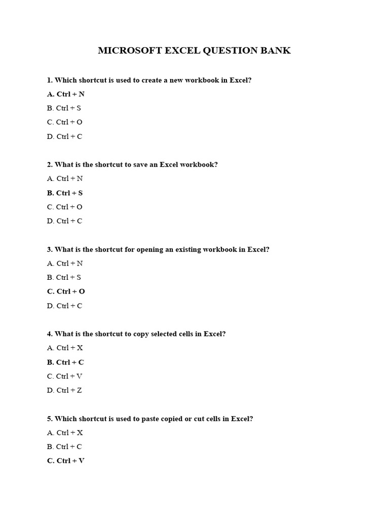 Excel Question Bank | PDF | Microsoft Excel | Function (Mathematics)
