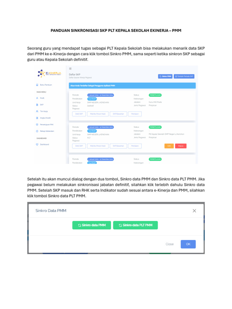 Panduan Sinnkronisasi SKP PLT PMM | PDF