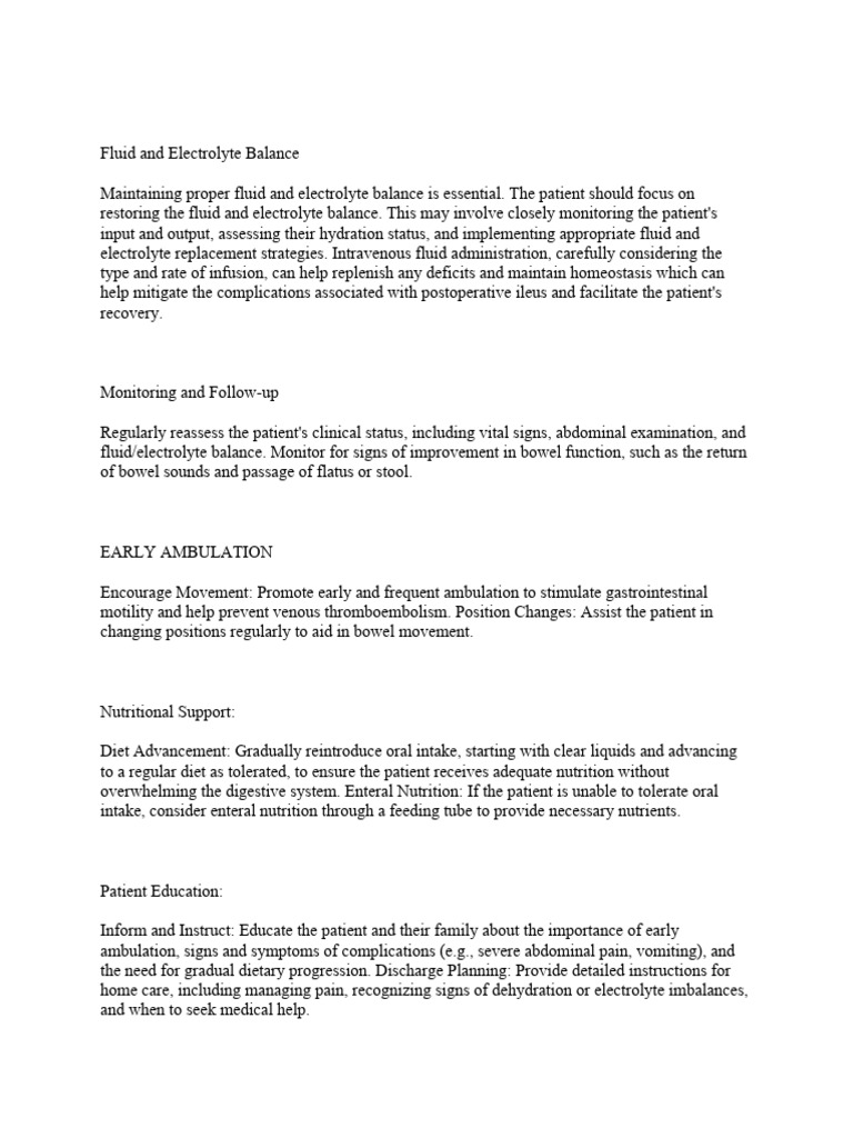 Diff Ways To Manage A Post Operative Ileus in A 45 Year Old Abdominal ...