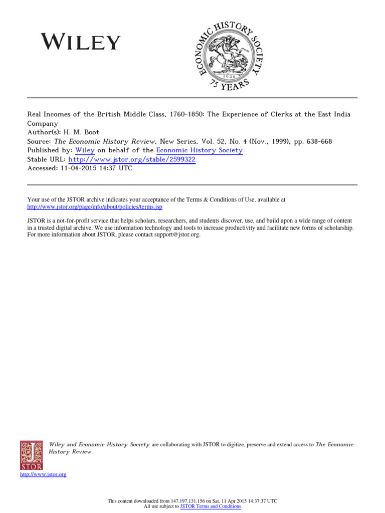 Real Incomes of The British Middle Class, 1760-1850 - The Experience of ...