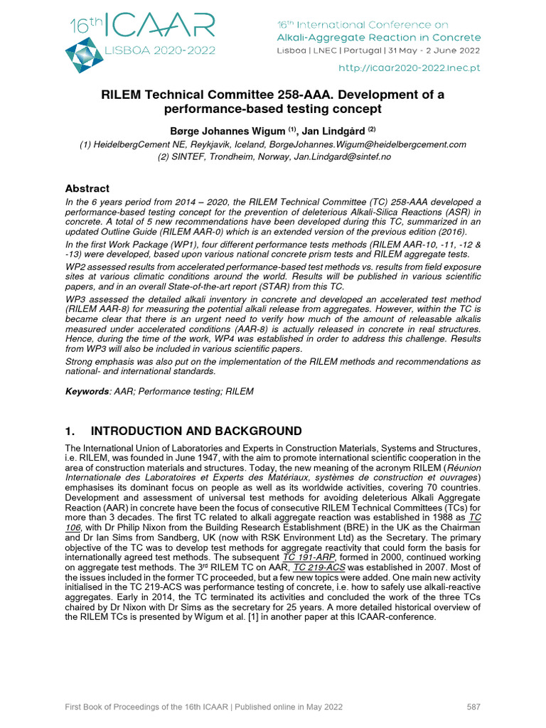 3.RILEM Technical Committee 258-AAA. Development of A | PDF | Concrete | Cement