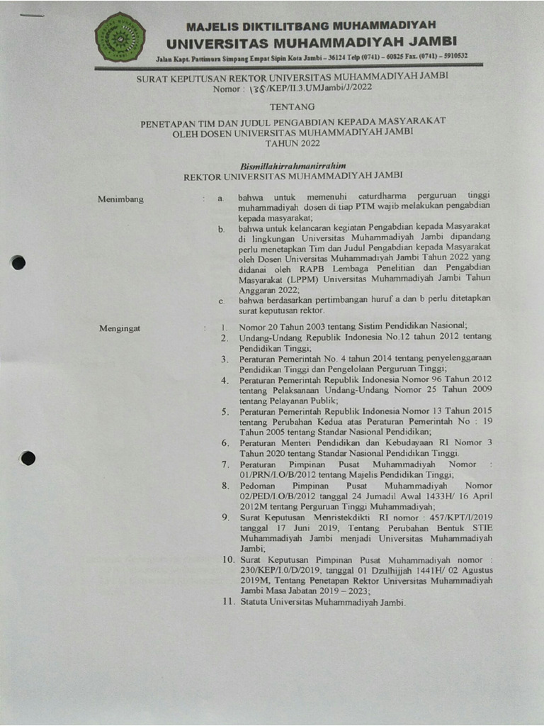 Contoh SK PKM 2022 | PDF