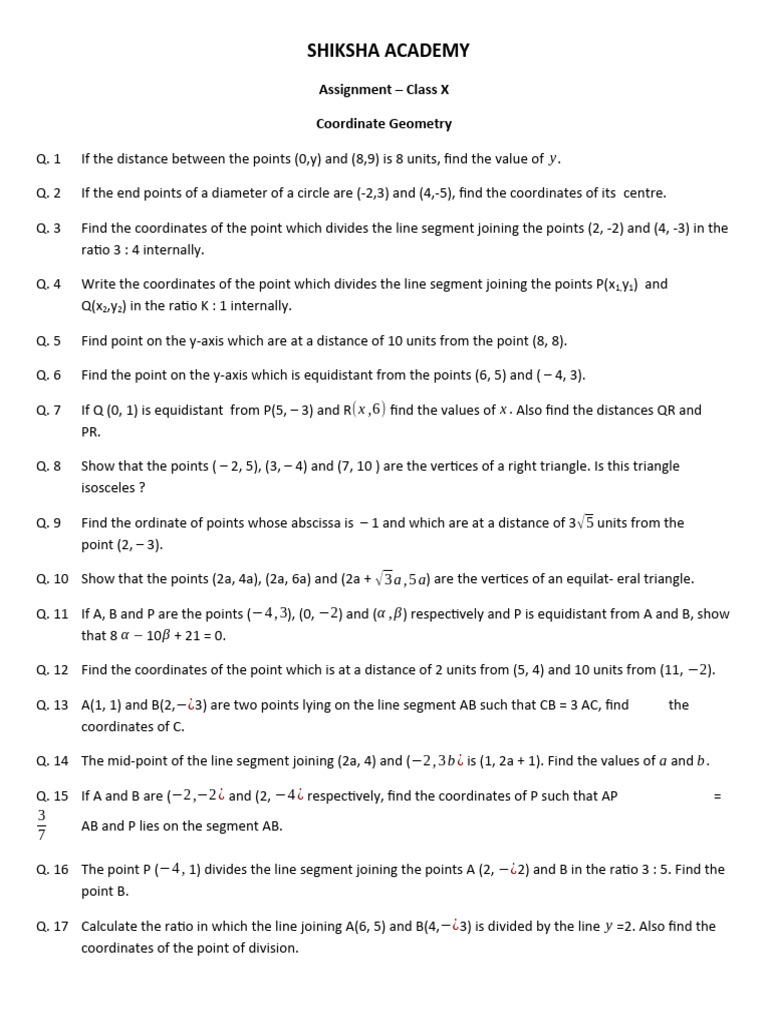 Assig - Coordinate | PDF | Triangle | Circle