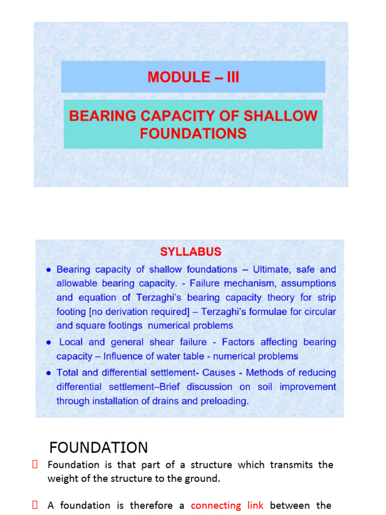Mod 2 Bearing capacity Jan 2022.pptx | Download Free PDF | Foundation ...