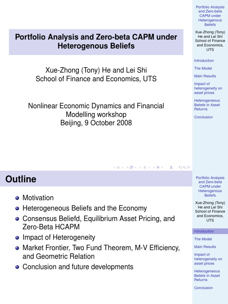 Portfolio Analysis and Zero-Beta CAPM Under Heterogenous Beliefs ...