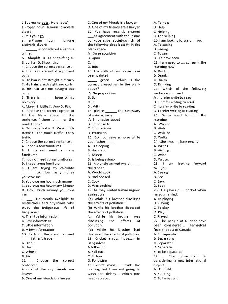 Basic English - 1 Exam | PDF