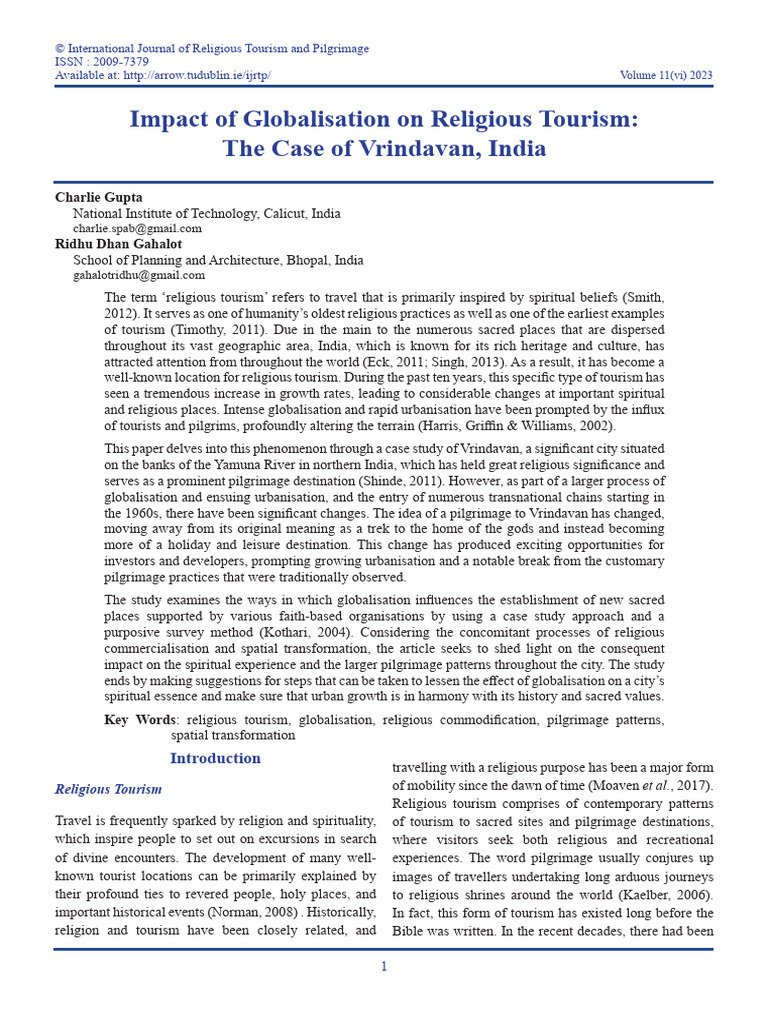 Impact of Globalisation of Religious Tourism | PDF | Tourism | Pilgrim