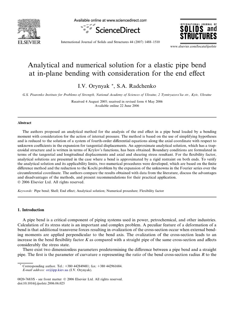 Pipe Bend 2007 | PDF | Bending | Equations