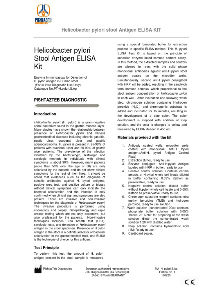 H.pylori Stool Ag. English IFU Pishtaz Teb Zaman | PDF | Elisa ...