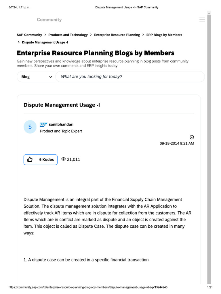 SAP FSCM Dispute Management Processes | PDF