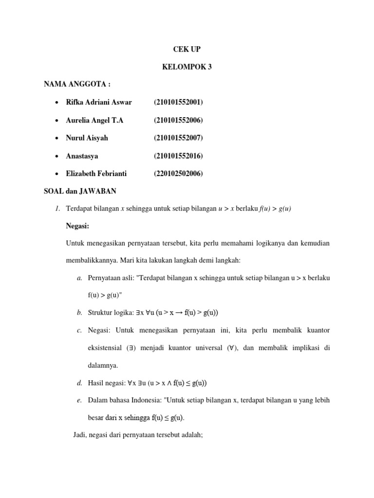 Cek Up Kelompok 3 TUGAS 1 | PDF