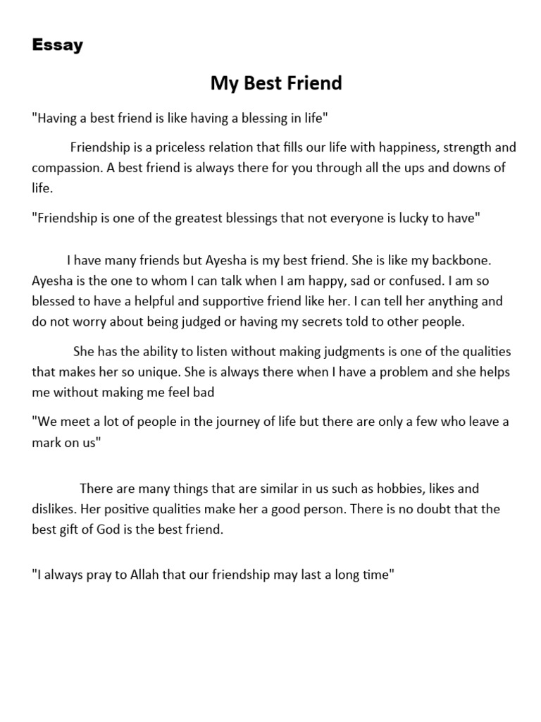 My Best Friend: Essay | PDF | Hobbies