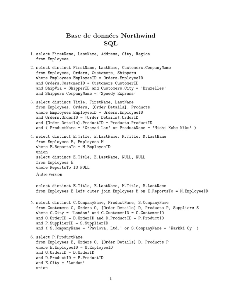 Northwind Correction SQL | PDF | Sql | Databases