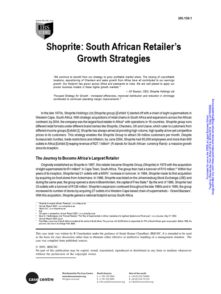 Shoprite - South African Retailers Growth Strategies - 2019 | PDF ...