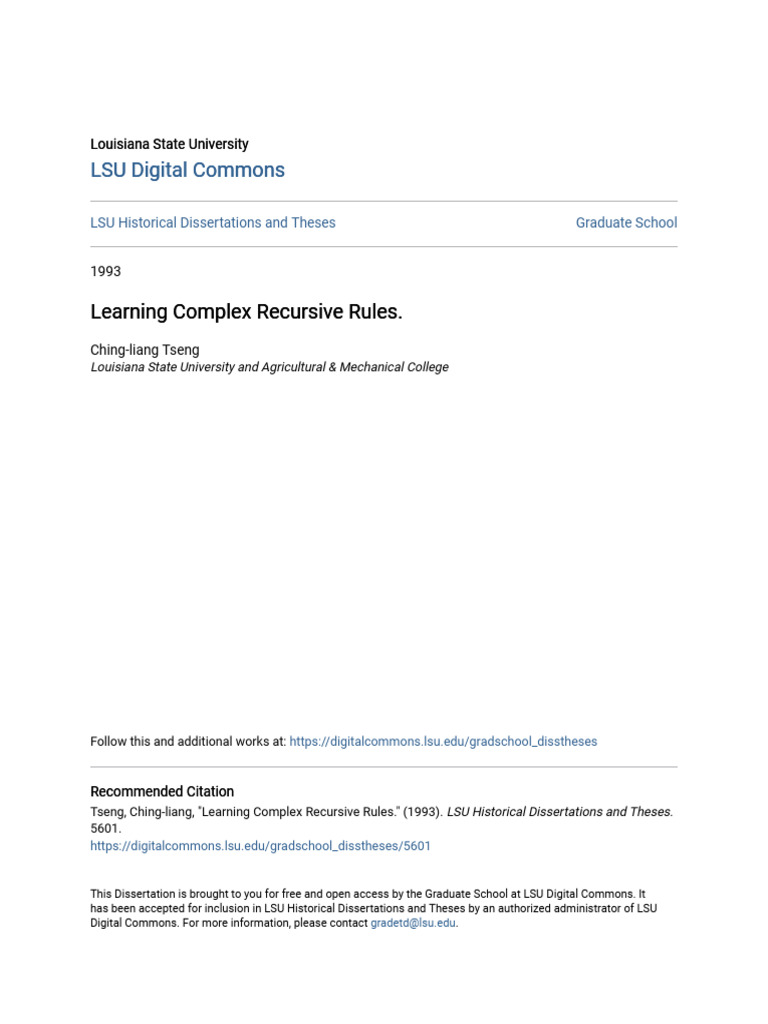 Learning Complex Recursive Rules. | PDF | Thesis | Algorithms