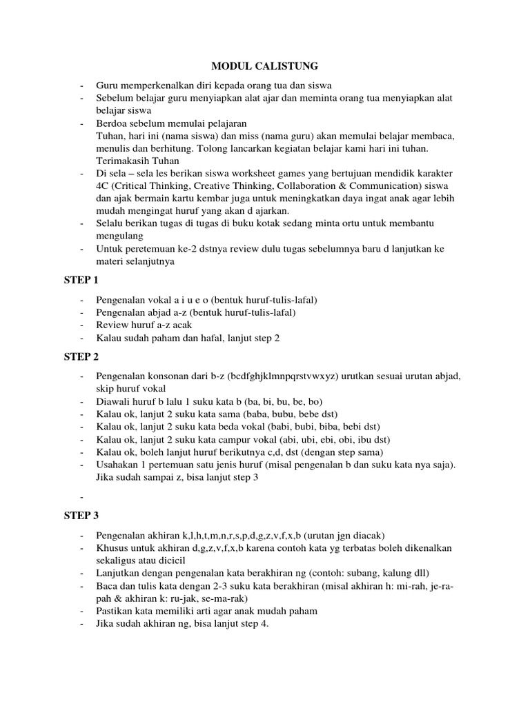 Step I Calistung | PDF
