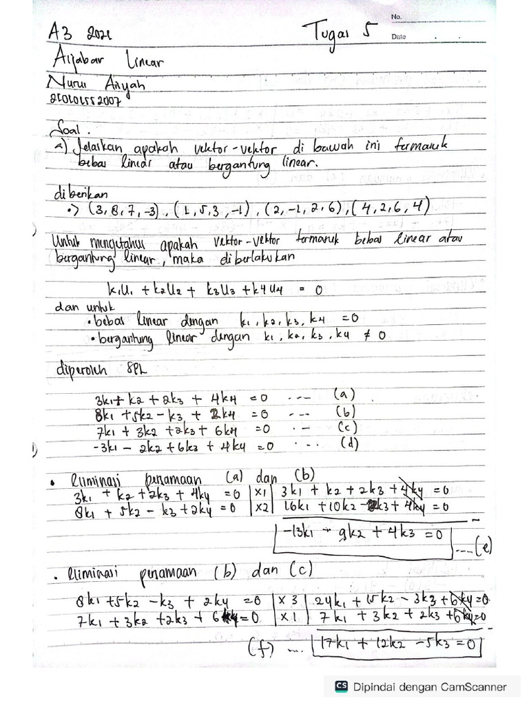 Bebas Linear Tugas 3 | PDF