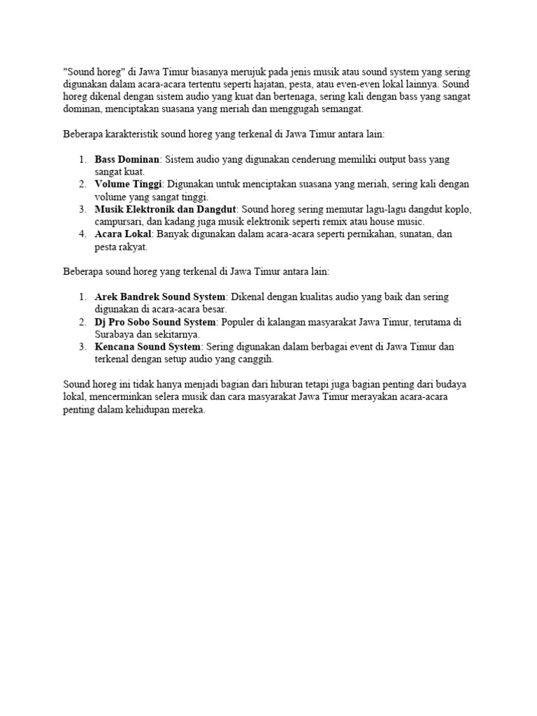 Sejarah Sound Horeg | PDF