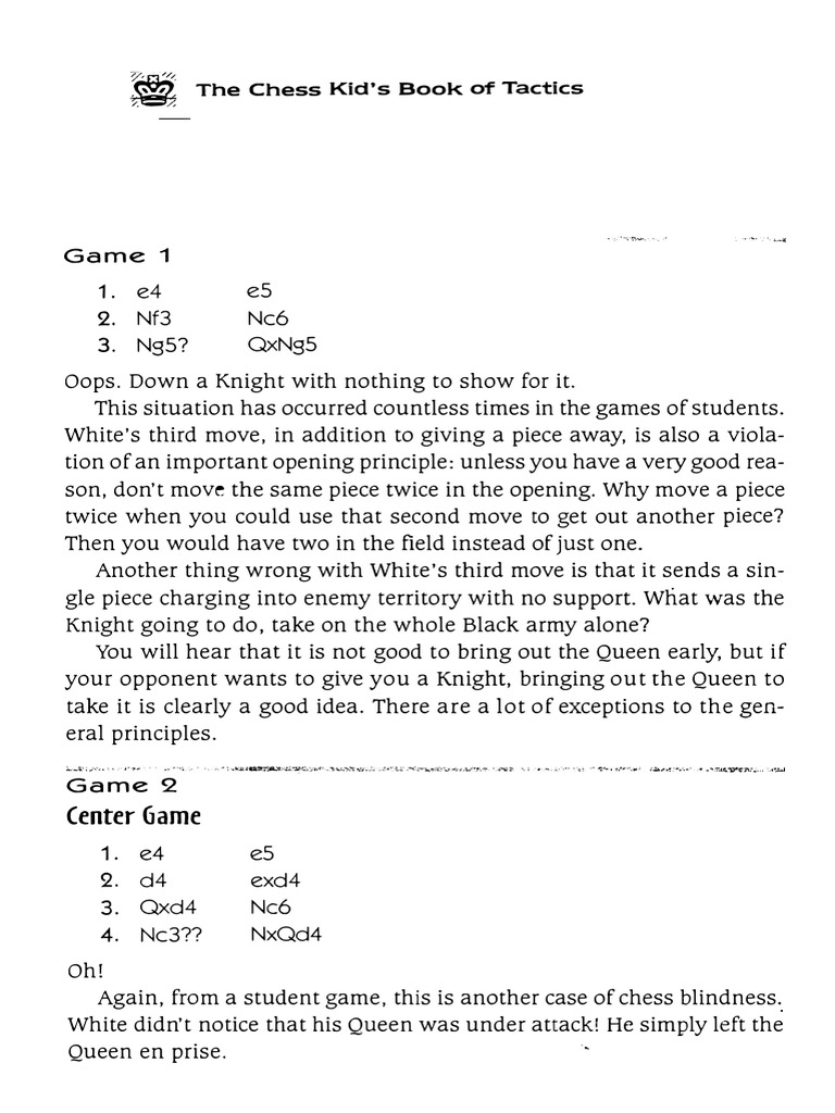 Chess Tactics for Young Players | PDF | Chess Openings | Chess Theory