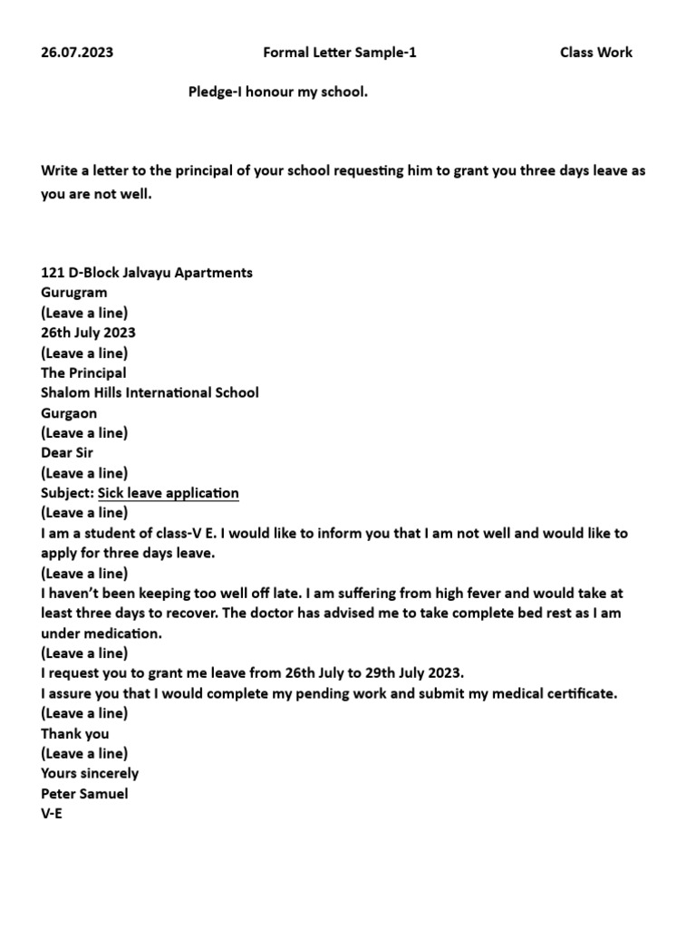Formal Letter Writing Pdf