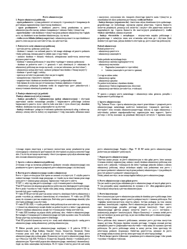 Prawo Administracyjne Skrypt | PDF