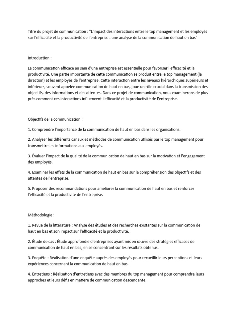 Impact de la communication descendante | PDF | la communication ...