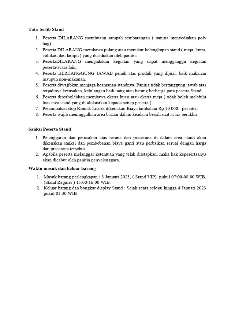 Tata Tertib Stand | PDF | Griya & Taman
