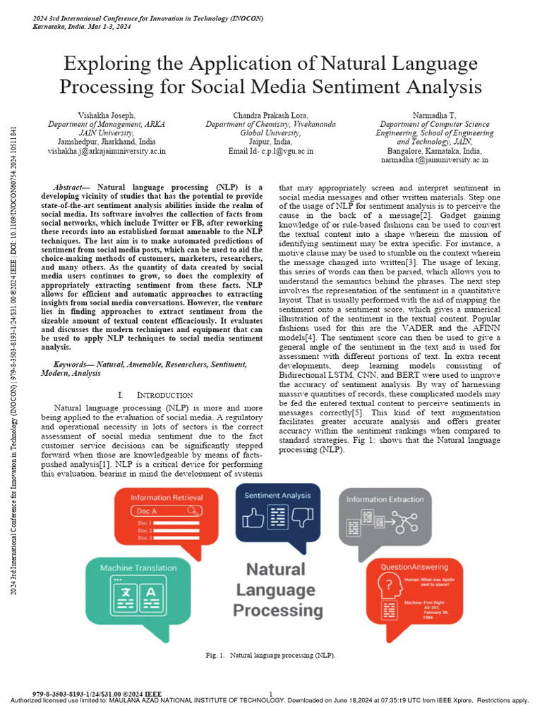 Exploring The Application Of Natural Language Processing For Social