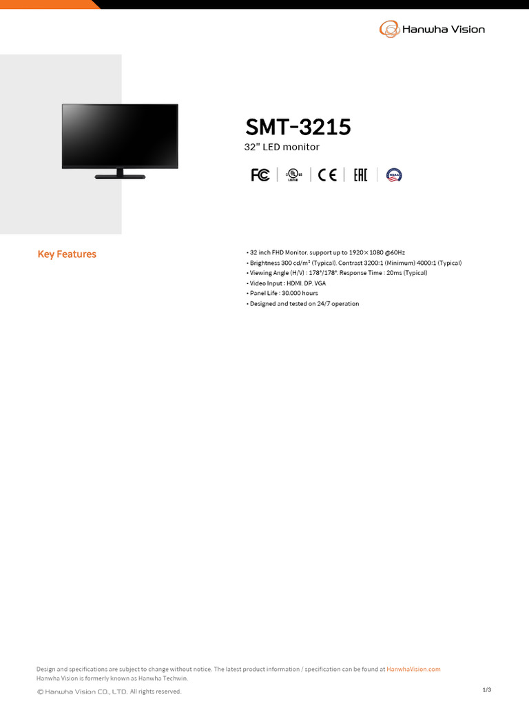 DataSheet SMT-3215 240531 EN | PDF | Computer Monitor | Hdmi