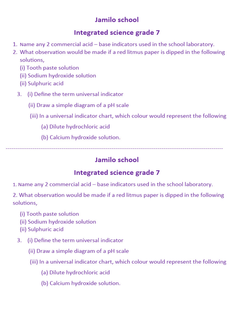 Grade 7 Science: Acid-Base Indicators | PDF