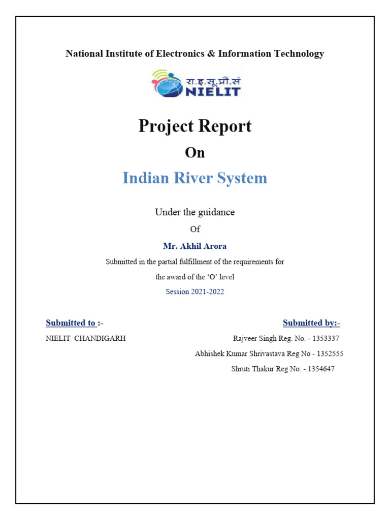 Indian River System Project Report | PDF | Hydrology | Earth Sciences