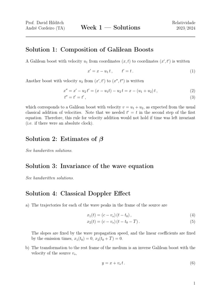 Week1-Solutions Handwritten Additions | PDF | Momentum | Waves